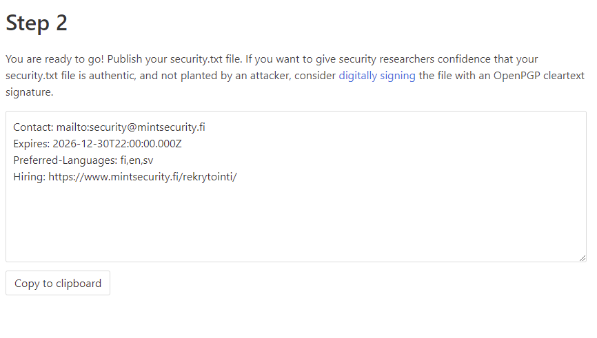 Mint Security - RFC9116 & security.txt - what, why and how - Blogs